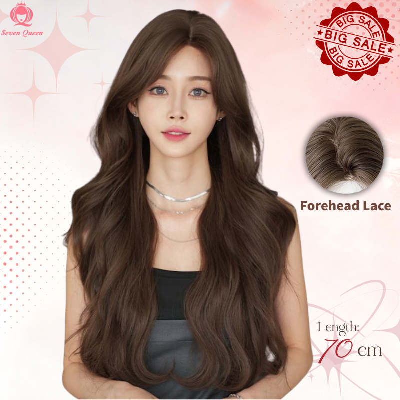 "Seven Queen" [FOREHEAD LACE WIG] Wig 70cm middle parted long curly ...