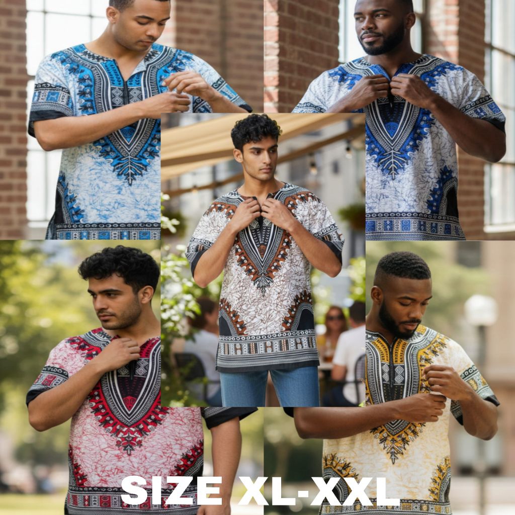 NEW BIG SIZE BOHEMIAN POLO SHIRTS PLUS SIZE XL XXL DASHIKI KUKUH ...