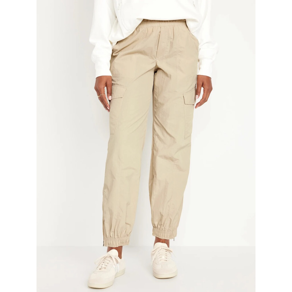 High-Waisted Ankle-Zip Cargo Joggers | Shopee Philippines