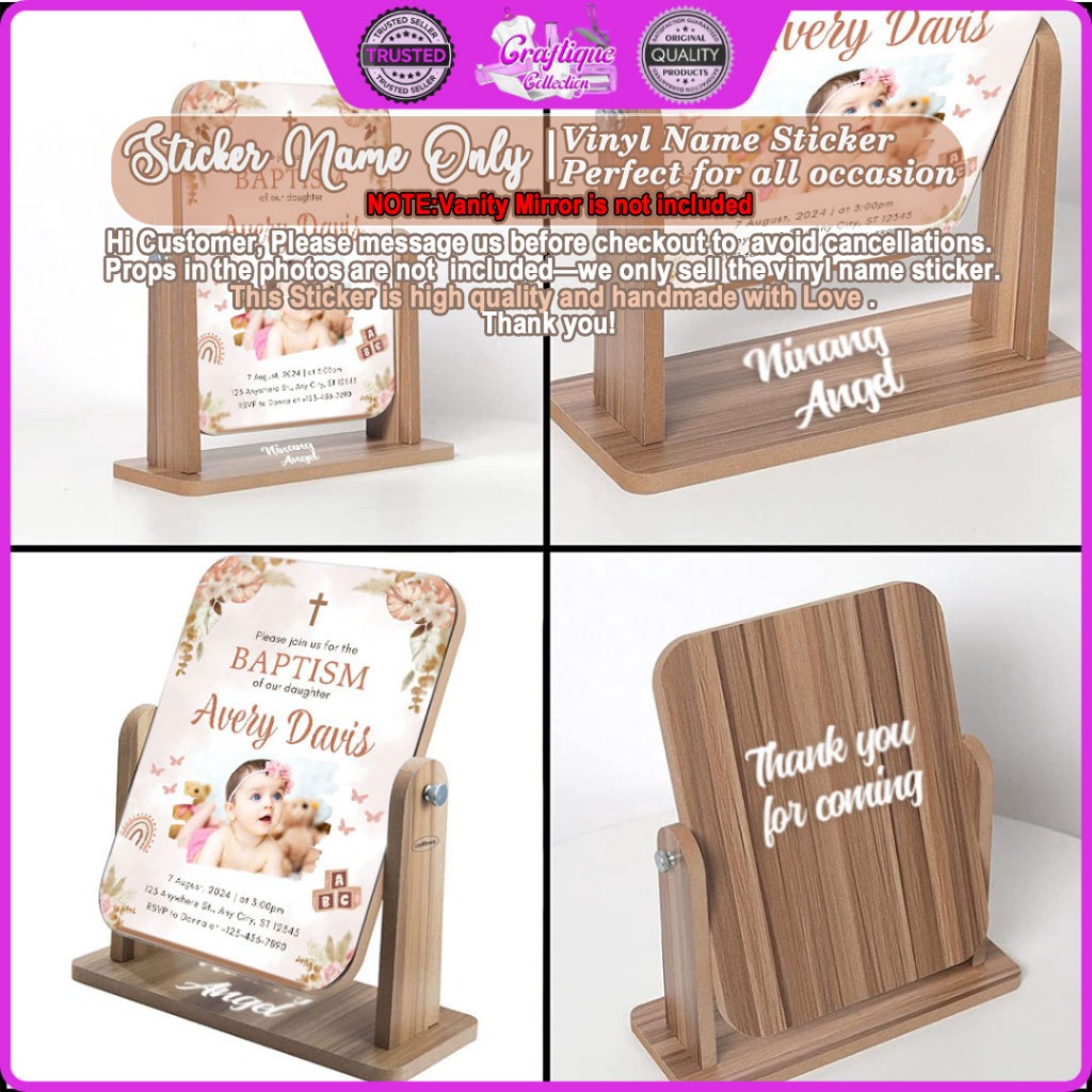 Customized Waterproof Vinyl Sticker for Vanity Mirror Style 360 Degrees ...