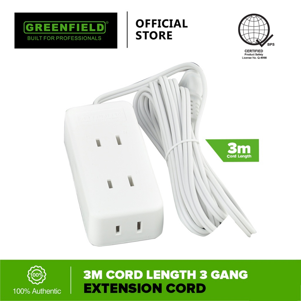 Greenfield 3 Gang 3M 6A Extension Cord | Shopee Philippines