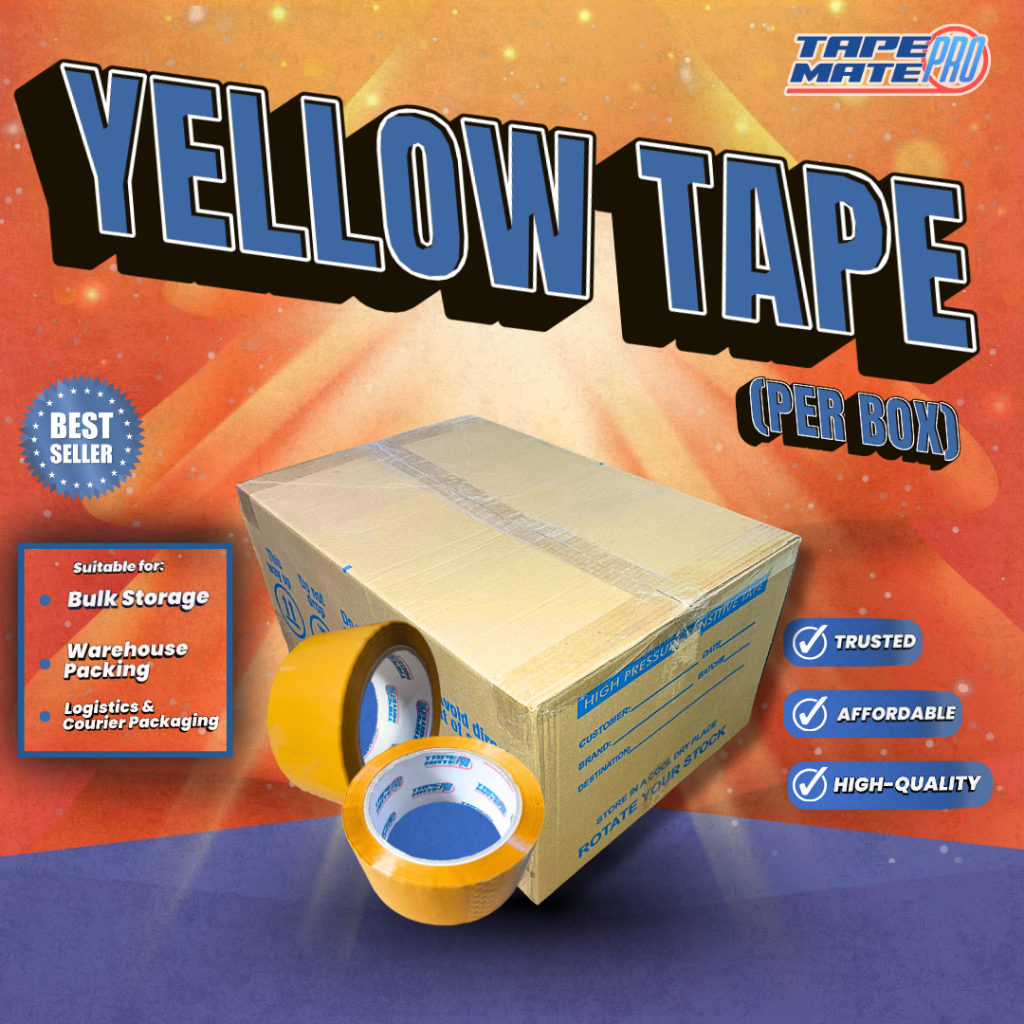 TapeMate Packaging Yellow Tape (1 Box) – Strong Adhesive for Carton ...