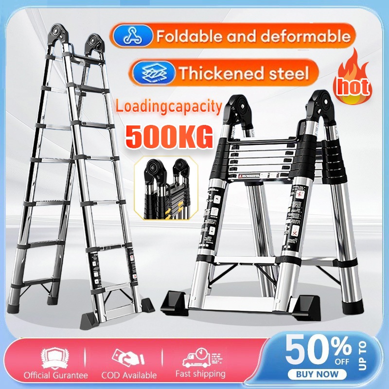 Telescopic Ladder Foldable Aluminum Heavy Duty upgrade Anti-slip ...