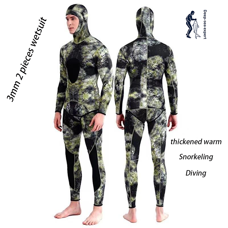 3mm split diving suit split men's hooded cold-proof warm surfing suit ...