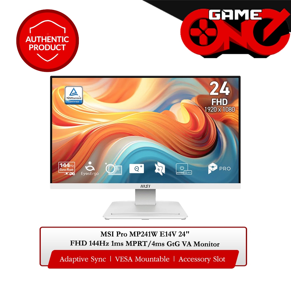 MSI Pro MP241W E14V 24" FHD 144Hz 1ms MPRT/ 4ms GtG VA Monitor - White ...