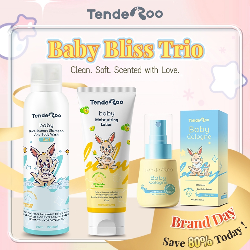 [Baby Bliss Trio] Tenderoo Shampoo Body Wash 2in1+Lotion+Cologne Clean ...