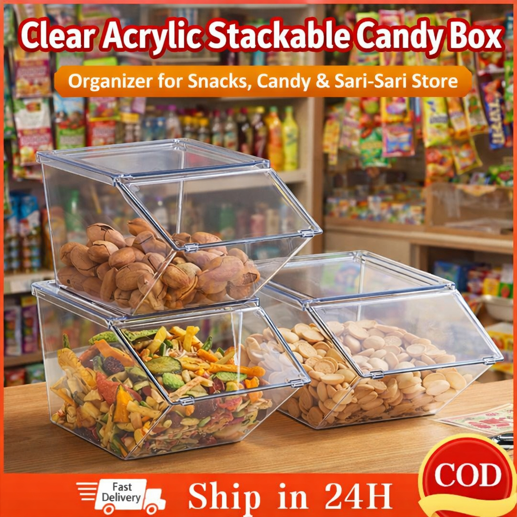 Clear Acrylic Stackable Desktop Storage Box | Candy Display Organizer ...