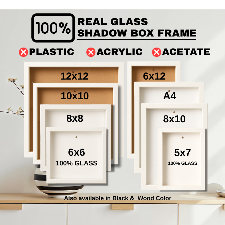 100% Real Glass Shadow Box Frame Fixed Glass Panel | Anniversary ...