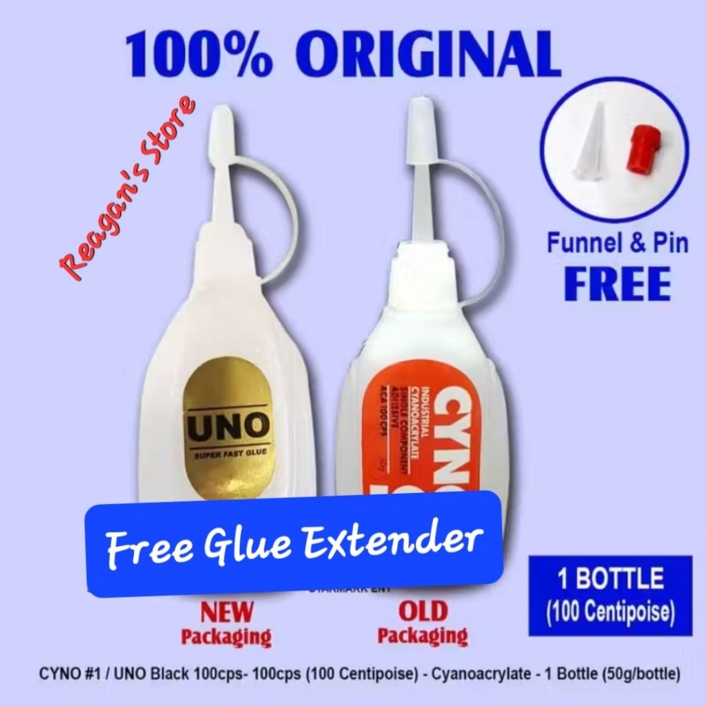 Cyno Super Glue Original 50g Super Adhesive w/ Free Funnel & Pin & Glue ...