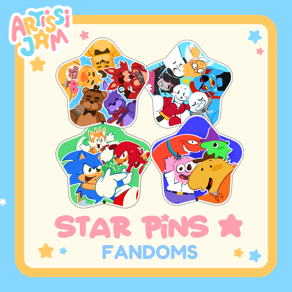 1.75 Variety BUTTON PINS! | FNAF, Undertale, Smiling Friends, Sonic ...