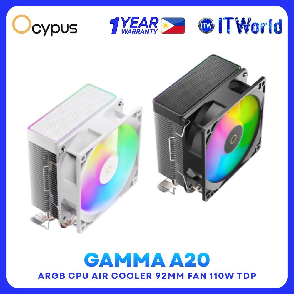 Ocypus Gamma A20 ARGB Dual Heatpipes– 92mm 110W TDP Small Tower CPU Air ...
