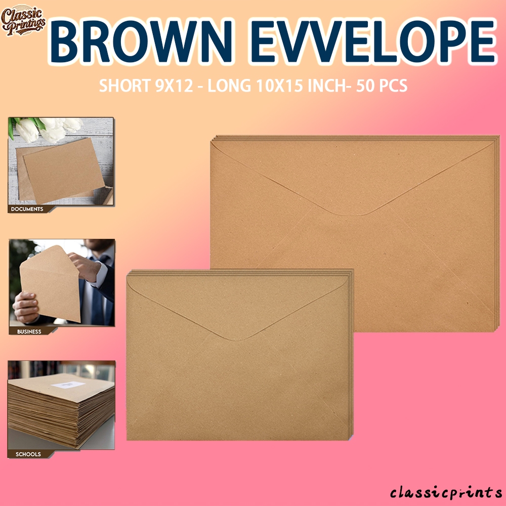 Brown Envelope Long/Short Kraft Paper Brown Envelope for School or ...