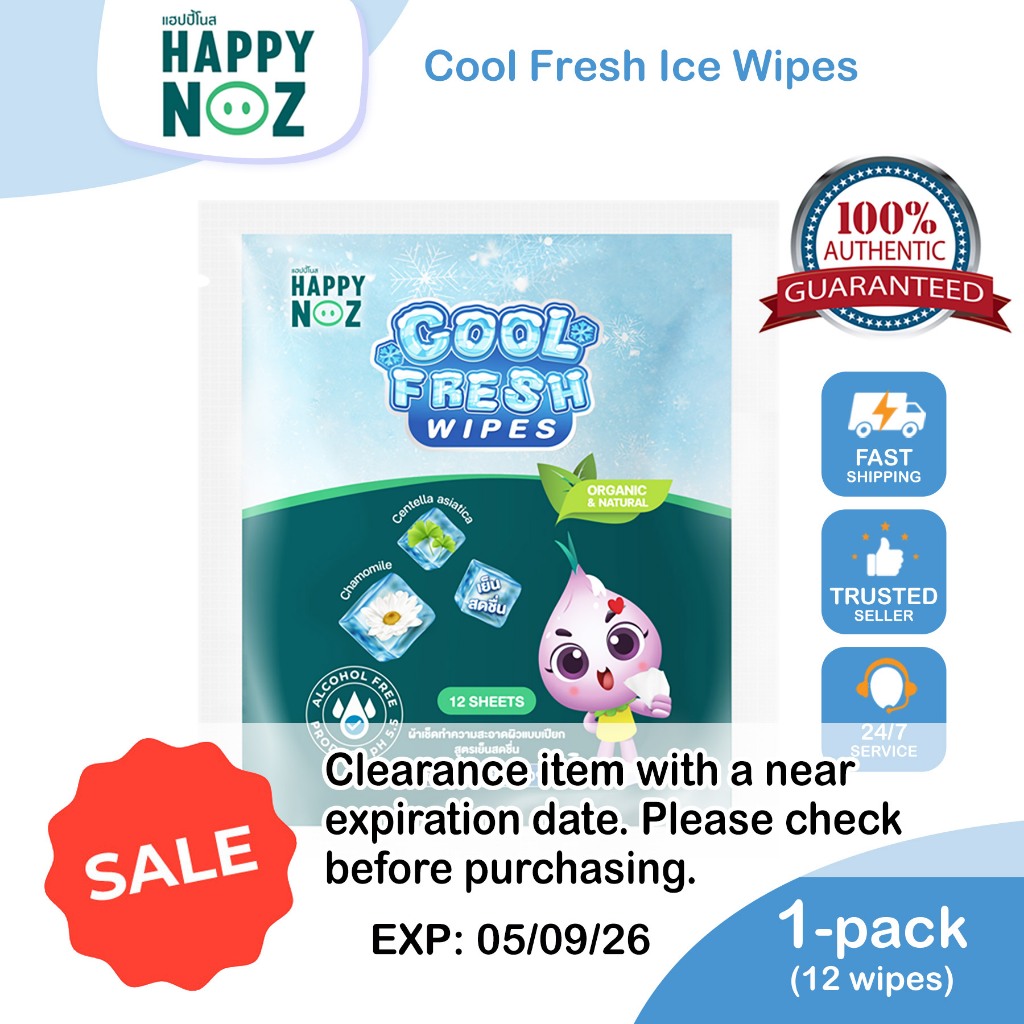 CLEARANCE SALE Happy Noz Cool Fresh Ice Wipes – Body Ice Wipe, Instant ...