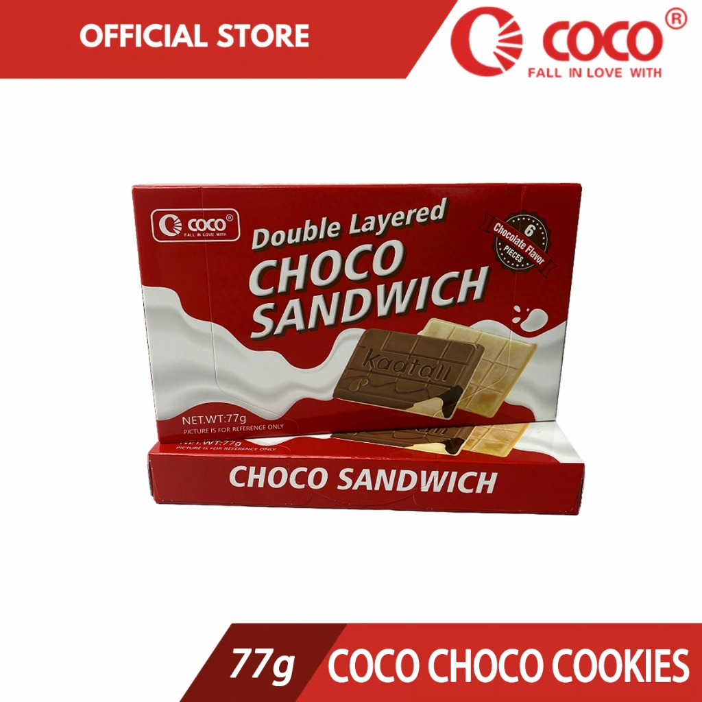 【BUY 1 TAKE 1】COCO Double Layered Choco Sandwich Chocolate cookies 77g ...