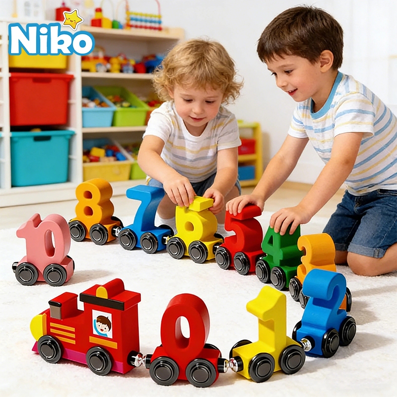 NIKO 12PCS Magnetic Digital Train Toys Early Education Number Wooden ...