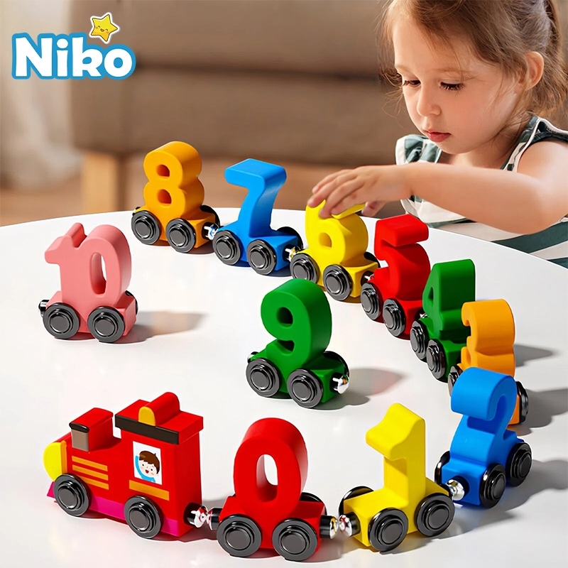 NIKO 12PCS Magnetic Digital Train Toys Early Education Number Wooden ...