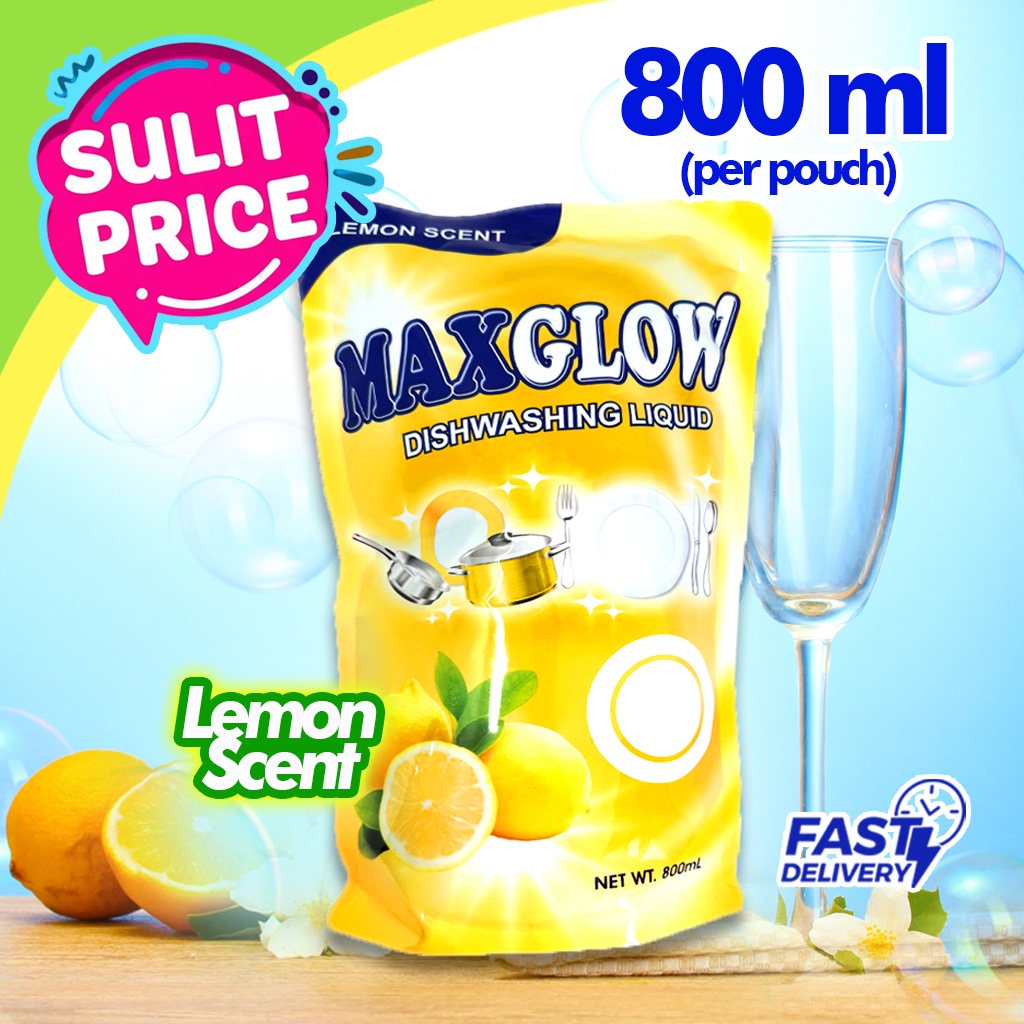 Maxglow Dishwashing Liquid 800ml Refill Pouch Lemon Scent | Shopee ...
