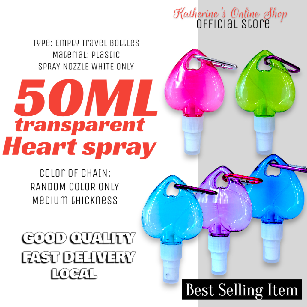 1PC HEART SPRAY 50ml Spray Bottle Keychain Portable Alcohol Bottles ...