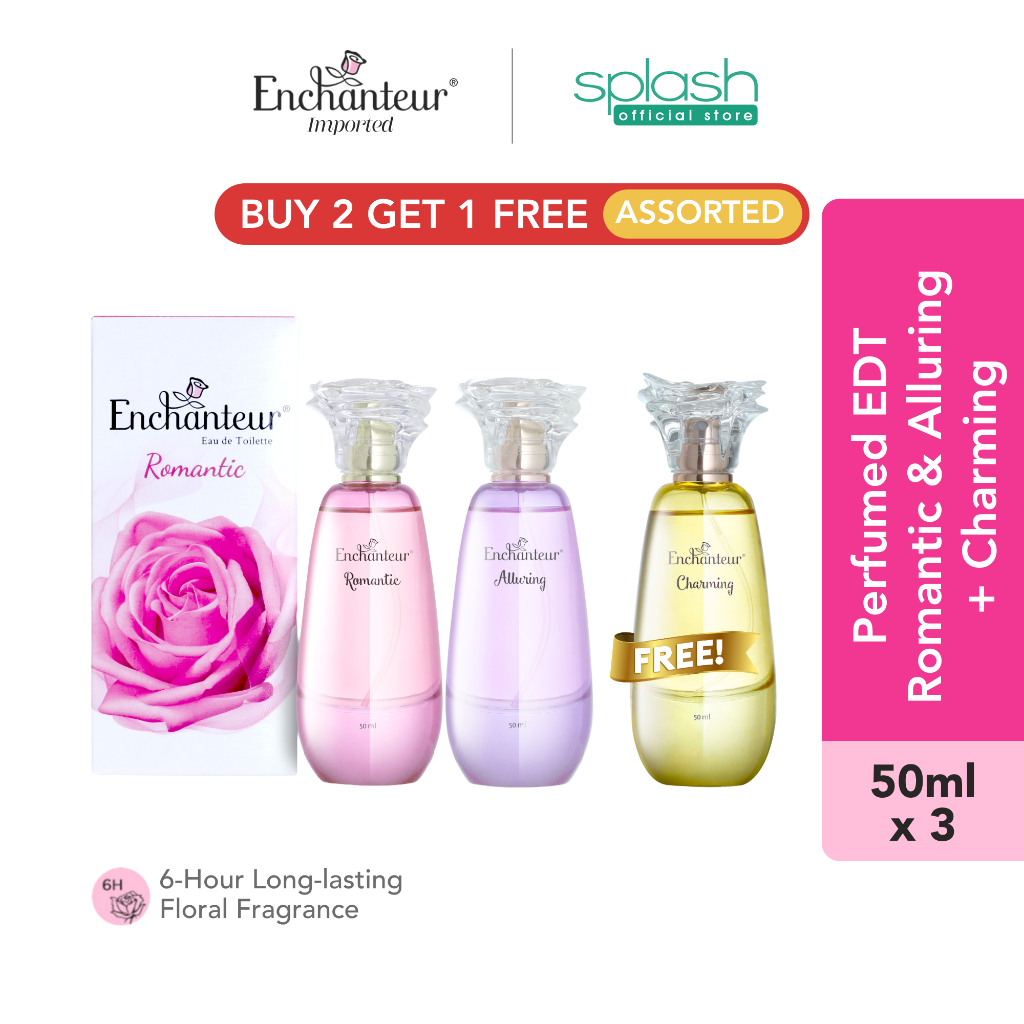 BUY 2 GET 1 ENCHANTEUR Perfume EDT Romantic and Alluring 50ml + FREE ...