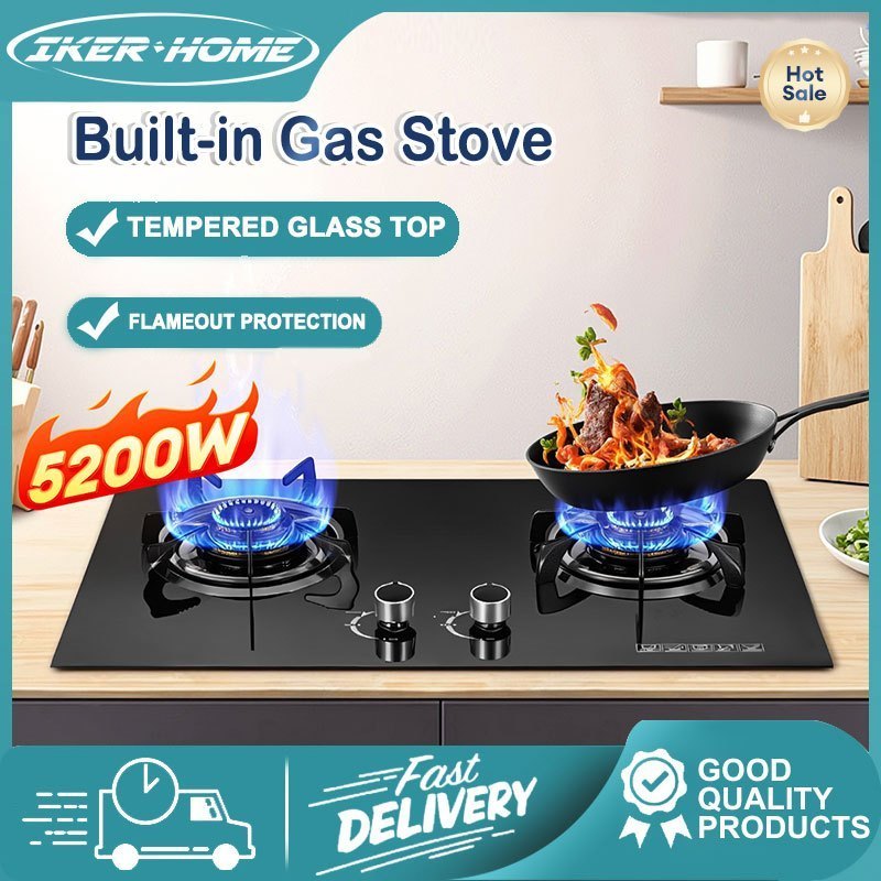 Double Burner Stainless Steel Gas Stove with Electronic Ignition ...