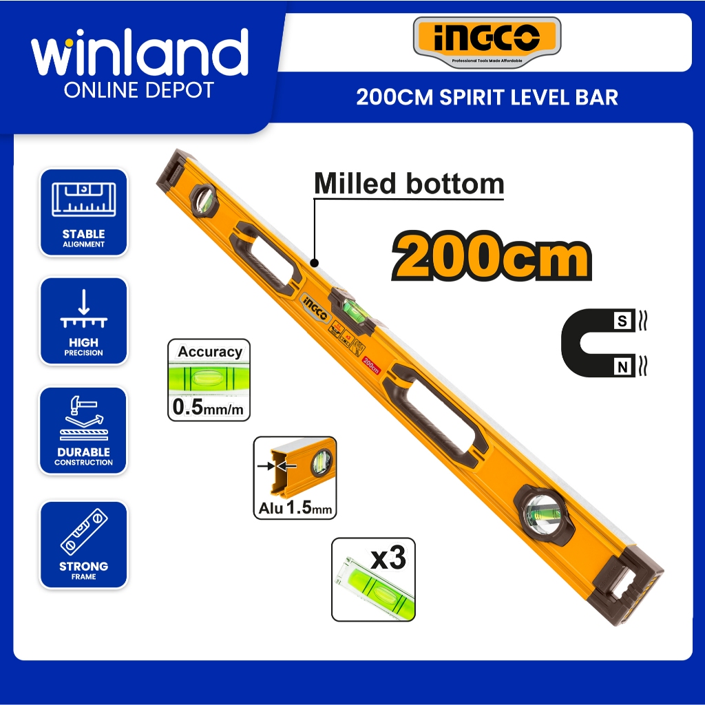Ingco by Winland Spirit Level bar 200cm HSL08200 ING-HT | Shopee Philippines