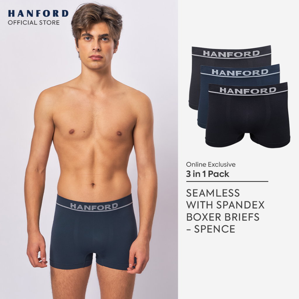 Hanford Men Seamless Comfort Soft Nylon with Spandex Boxer Briefs Itch ...