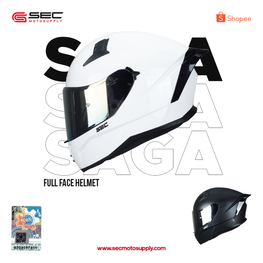 Sec Full Face Helmet For Motorcycle - Saga Plain Gloss/Matte (M-XL ...