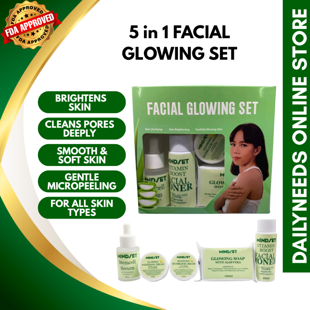 MINDSET - NEW 5 in 1 FACIAL GLOWING SET ORGANIC | Shopee Philippines