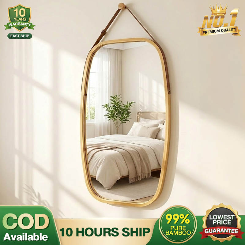 【COD】Large Bamboo Wall Mirror Aesthetic Minimalist Hanging Home Decor ...