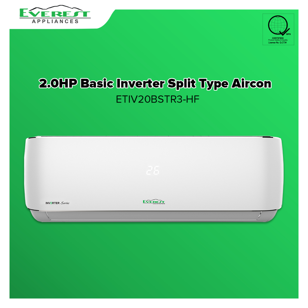 EVEREST 2.0HP Inverter Split Type Aircon/with 1st 10ft. Installation ...