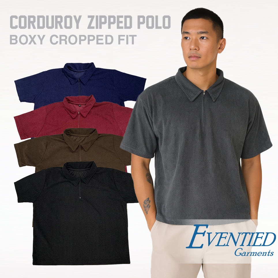 Boxy Cropped Corduroy Polo for Men | Korean Streetwear Style | Thick ...