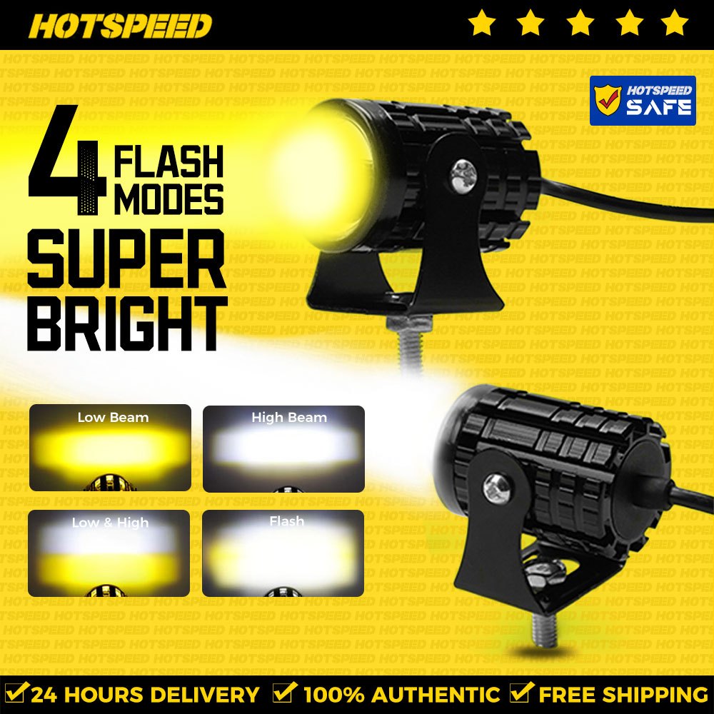 HOTSPEED Mini Driving light 4 Modes LED Headlight For Motorcycle 60W Flash Waterproof Fog Light ...