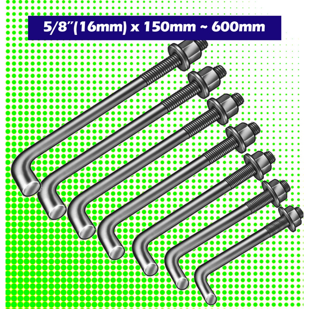 Tensile Anchor Bolt 4140 w/ Nut & FW Imported HEAVY DUTY/ L Bolt M16 ...