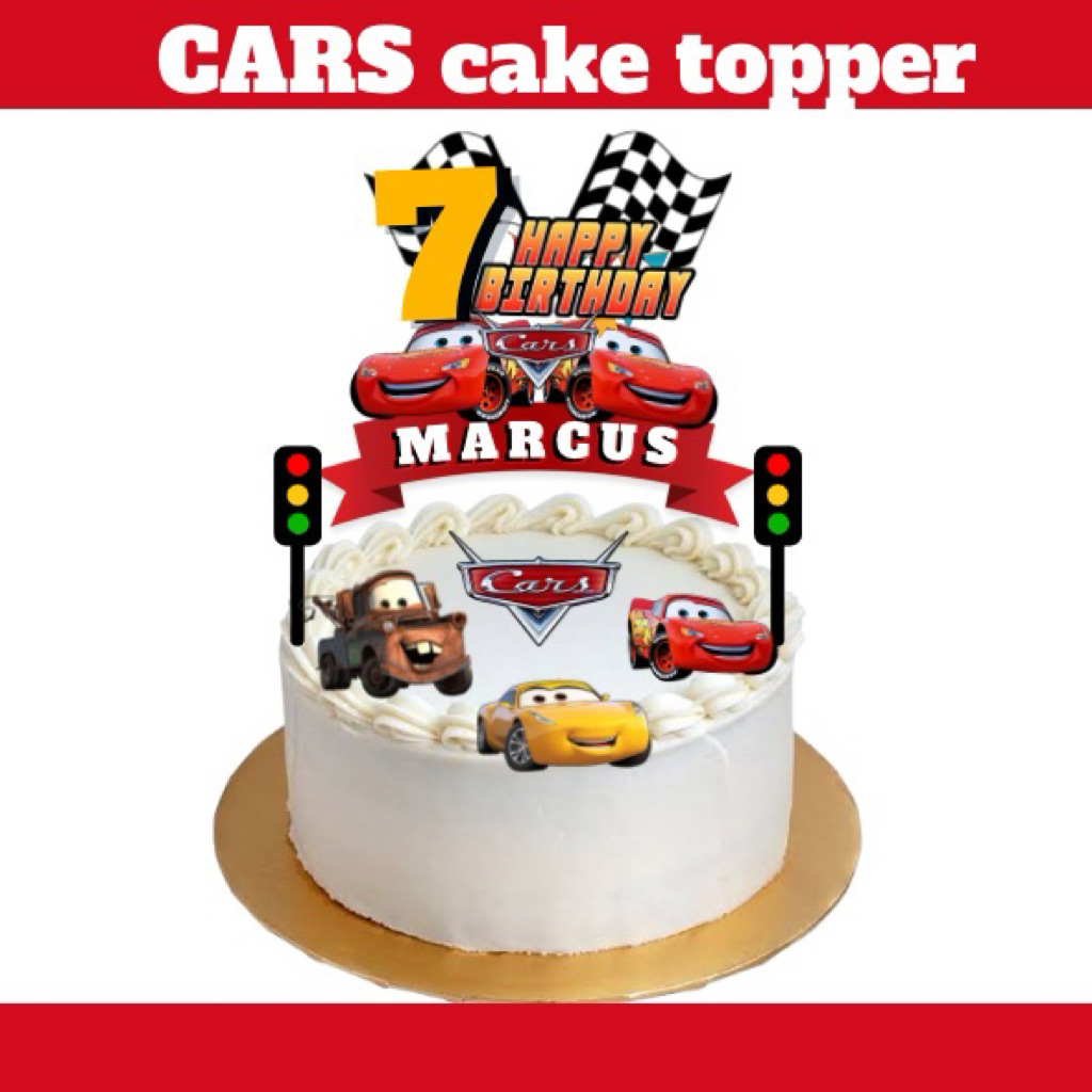 Personalized Cake Topper | Birthday I (7 pcs) cake topper I cars cake ...