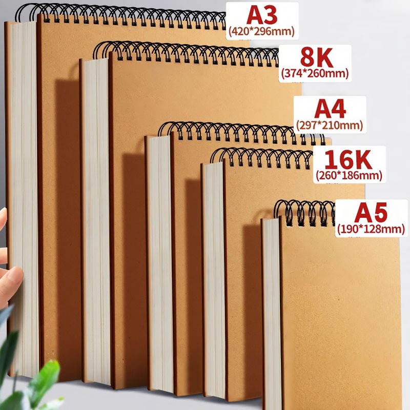 Sketchbook A3/A4/8K/16K Thick Sketchpad Kraft Blank For Drawing Book Art Supplies | Shopee ...