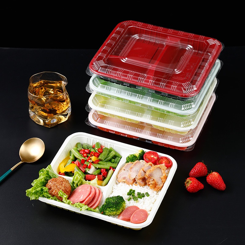 20/50/100PCS Red Bento Box With Back Cover 1/2/3/4/5 Grid Partition ...