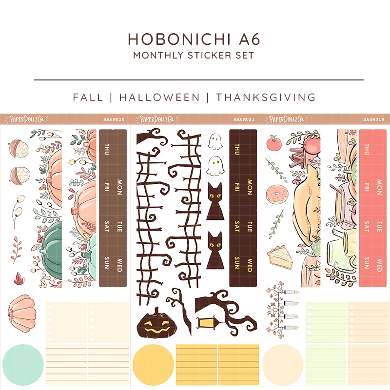 Hobonichi A6 Monthly Stickers | Thanksgiving Fall Halloween | Shopee ...