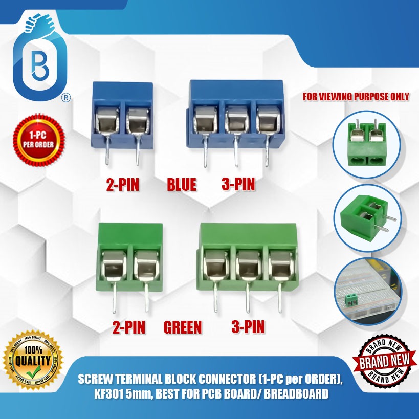 SCREW TERMINAL BLOCK CONNECTOR (1-PC per ORDER), KF301 5mm, BEST FOR ...