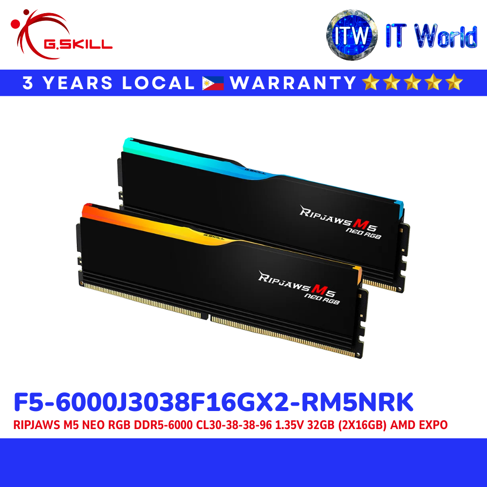 G.Skill DDR5-6000 CL30 Ripjaws M5 Neo RGB | 32GB (2x16GB) / AMD EXPO ...