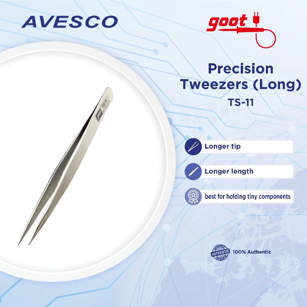 GOOT TS-11 PRECISION TWEEZERS | Stainless Steel - Large | Avesco | Shopee Philippines