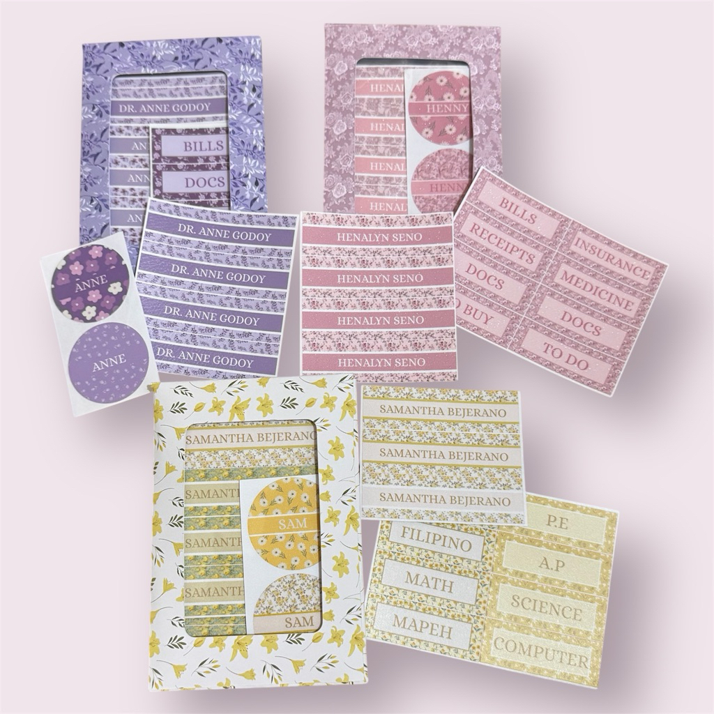 Personalized Floral Name Sticker Pack for labelling (24pcs) | Shopee ...