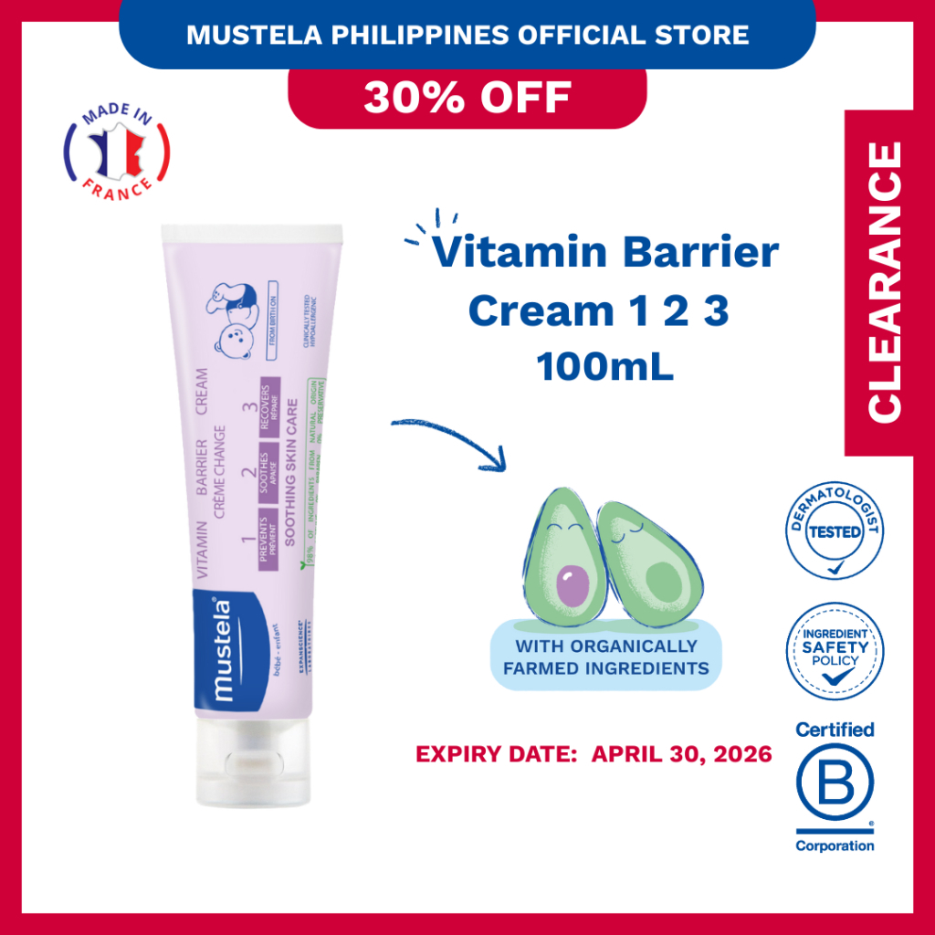 Mustela CLEARANCE Vitamin Barrier Cream 123 100ml (Expiry Date: April ...