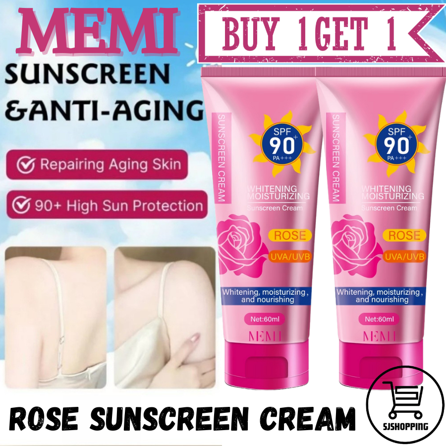 MEMI Rose Whitening Sunscreen SPF90 Face & Body Cream Sun Protection ...