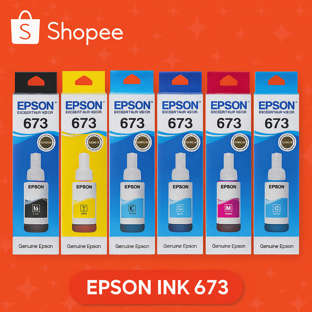 EPSON 673 Ink Bottle Set Black Cyan Magenta Yellow Light Cyan Light ...
