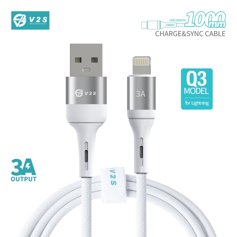 V2S Q3 3A Fast Charging Metal Braided Cable USB Excellent Charging ...