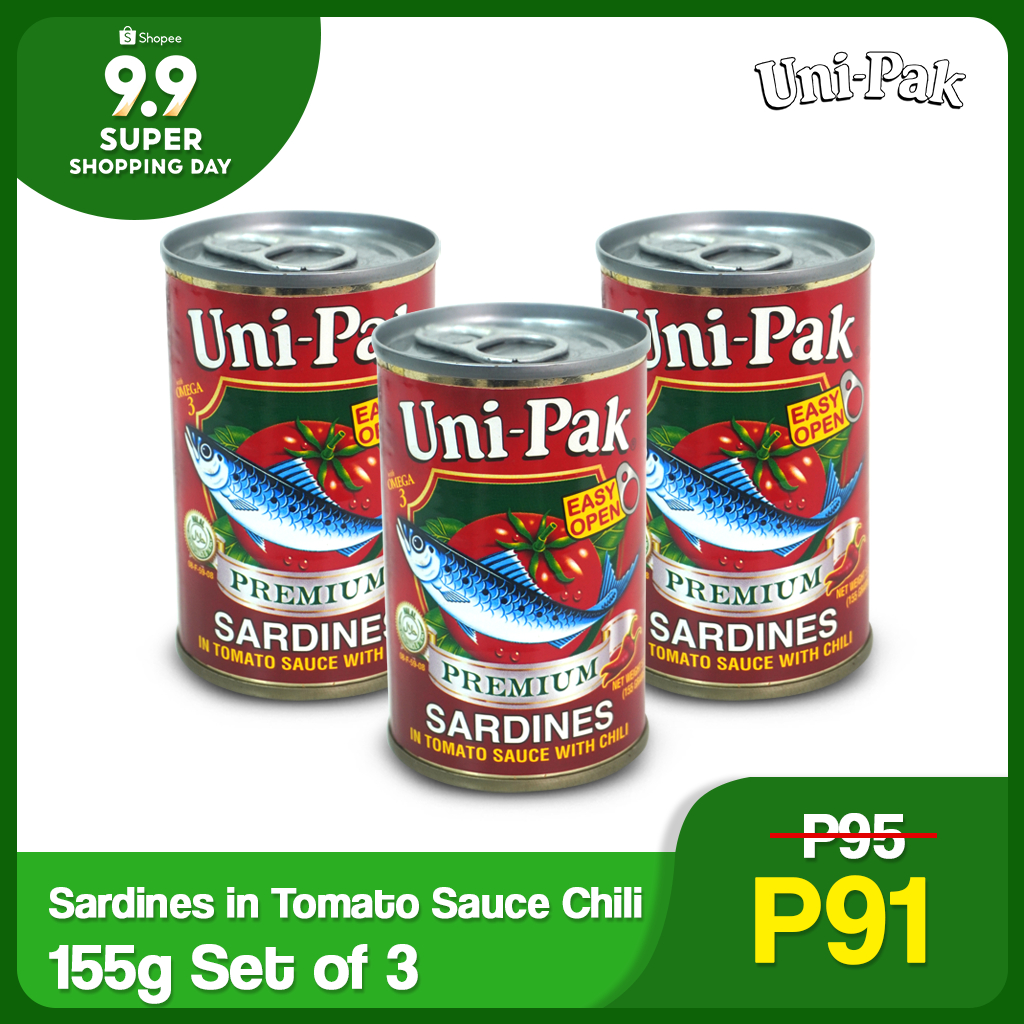 Uni-Pak Sardines in Tomato Sauce Chili 155g Set of 3 | Shopee Philippines