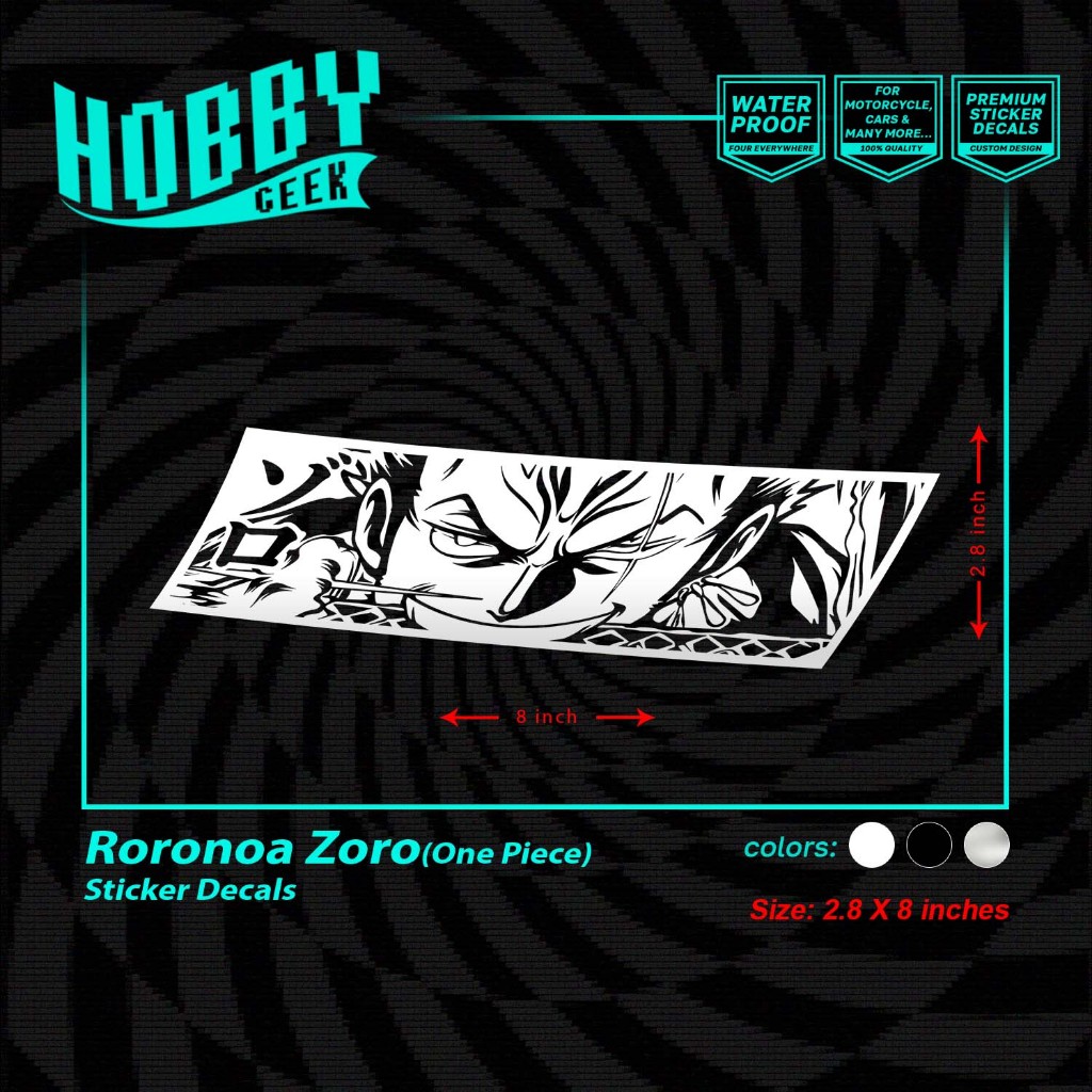 RORONOA ZORO ONE PIECE Anime Waterproof Decal Sticker (For Moto&Car ...