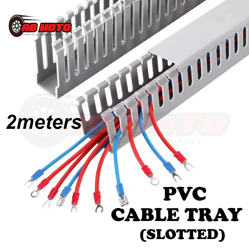 ABmoto 5pcs 2 METERS PVC Cable Tray PVC Cable Duct Tray Slotted Cable ...
