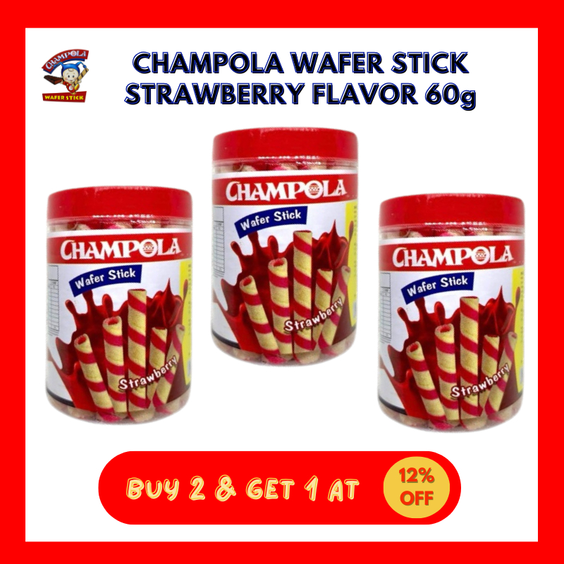 CHAMPOLA STRAWBERRY WAFER STICK 60g 3pieces | Shopee Philippines