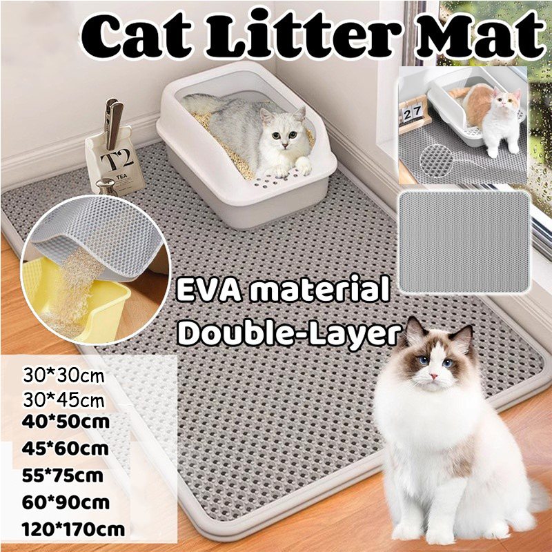Large Cat Litter Mat XXL EVA Double Layer Litter Mat for Cat Matting ...